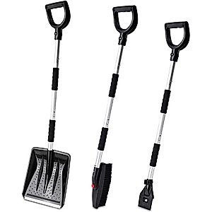 43" Retractable Snow Shovel, Aluminium Alloy Snow Sand Mud Removal Tool for Car Outdoor Camping and Garden, Detachable Three-Piece Construction