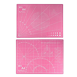 uxcell A4 Self-Healing Cutting Mat, 12" x 9" Non-Slip Double Sided with Grid PVC Desk Mat for DIY, Crafting, Model Building Rotary Cutting Board Pink