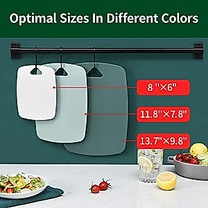 Plastic Cutting Board Set of 3 Different Sizes, Cutting Boards for Kitchen Dishwasher Safe, Thick Chopping Board for Meat, Veggies, Fruits, Reversible Use, Easy to Clean, Green