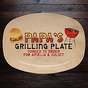 Personalized Barbecue Grilling Plate Custom Christmas Gifts for Dad Custom BBQ Grill Platter Daddy's Grilling Plate Gift Ideas for Grandfather Serving Trays Serving Plates for Fish Dish, Steak