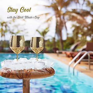 WAIQNNC 2 Pcs Unbreakable Stainless Steel Wine Glasses,18oz Metal Gold Wine Glasses with Wine Stoppers,Wine Aerator Pourer, Opener,Perfect Wine Gifts for Anniversary,Outdoor,Travel,Beach,Camping