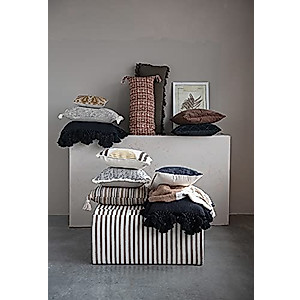Creative Co-Op 24" Square Woven Cotton Pillow with Stripes & Tassels