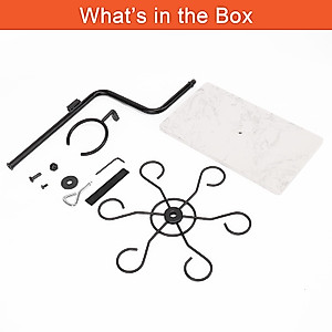 HarJue Wine Glass Holder with Marble Base, Countertop Wine Glass Rack Stand for 6 Wine Cups and 1 Decanter, Tabletop Freestanding Stemware Organizer for Kitchen Home Bar Cabinet, Matte Black