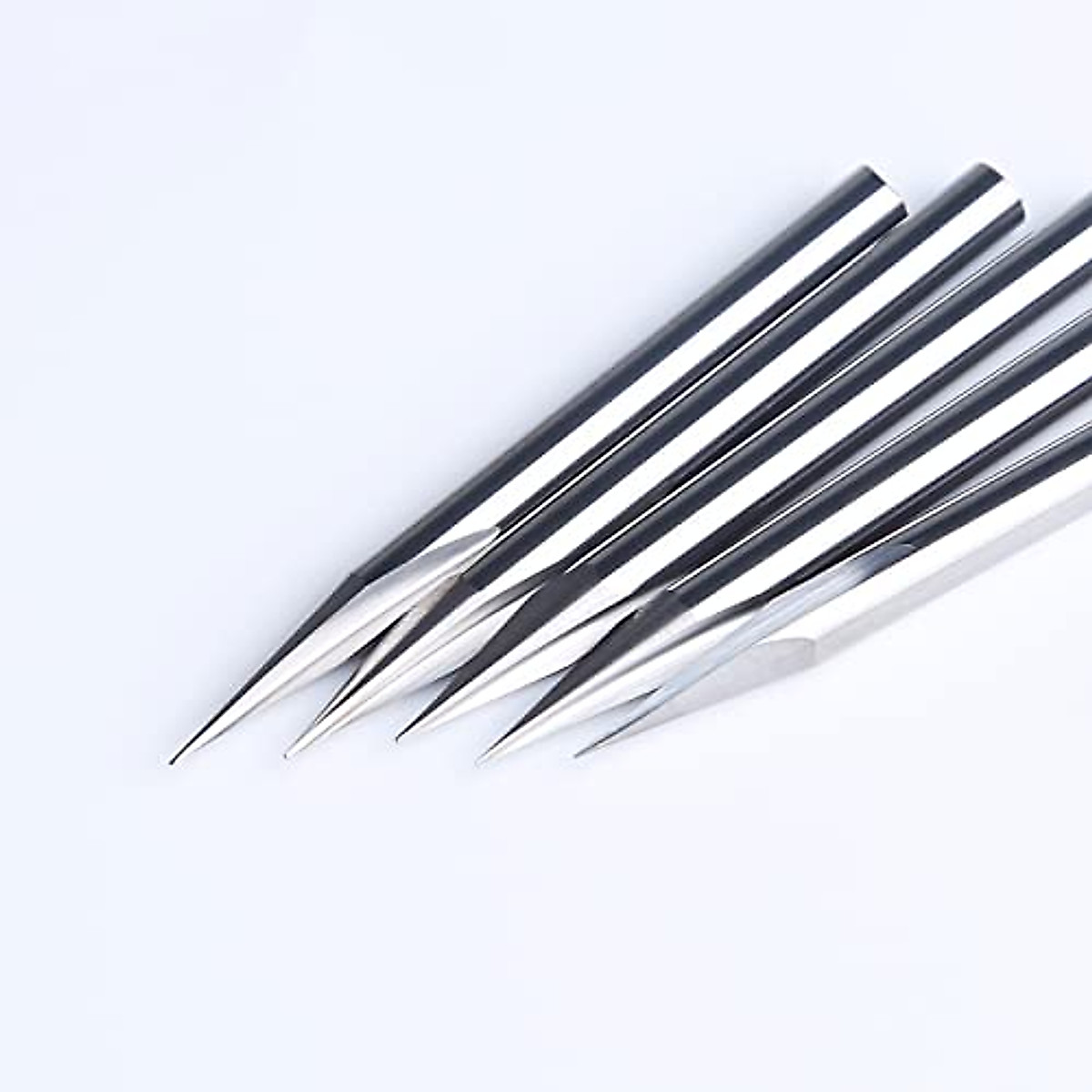 HUHAO 5PCS CNC Router Bits 20 Degree 1/8 Shank 2 Flutes 0.1mm Tip Engraving V Bits CNC Wood Carving Bit Straight Engraving V Groove Bit Engraving Tool Bits for Wood, Plywood, MDF, Stainless Steel