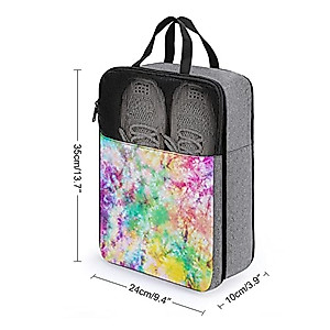 Frcavbin Tie Dye Travel Shoe Bag Shoes Carrier with Handle and Zipper Foldable Shoe Puches Organizer for Home storage School starts