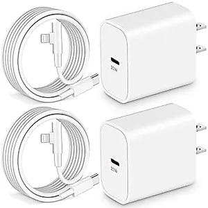 Apple Fast Charger [MFi Certified], 2Pack Apple Charger 10FT Long USB C to Lightning Cable (90 Degree) with 20W PD 3.0 USB C Wall Charger Fast Charging Block for iPhone 14 13 12 11 Pro Max XS XR, iPad