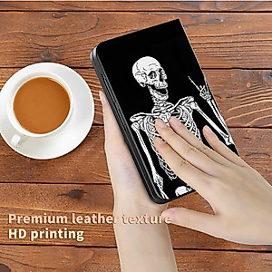 Skull Rock Skeleton Designed for 8.1" Microsoft Surface Duo Case, Full Cover Ultra Thin PU Leather Back Hard PC Phone Case for Microsoft Surface Duo (2020)