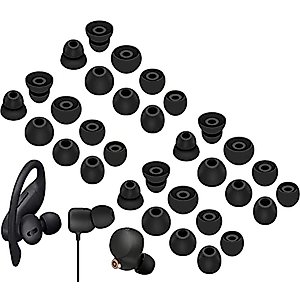 A-Focus 16 Pairs 3.8mm Inner Hole Ear Tips Fit Most in-Ear Earbuds ( Inner Hole 3.8mm -4.5mm ), Replacement Silicone Eartips Compatible with Beats Flex WF-1000XM4 and Powerbeats Pro, Black