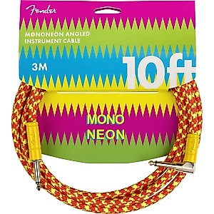 Fender MonoNeon Instrument Cable, Straight/Angle, Orange/Yellow Tweed, 10ft