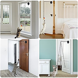 MEWTOGO Hanging Door Cat Toy, Retractable Interactive Cat Feather Toys with Super Suction Cup and 5 Replaceable Feathers, Suction Window Cat Teaser Toy for Indoor Cats Kitten Play Chase Exercise