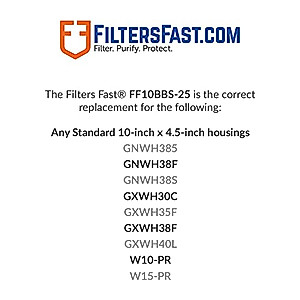 Filters Fast FF10BBS-25 Compatible Replacement for GE FXHTC and Compatible Replacement for Pentek RFC-BB Carbon Water Filter Cartridge, 10x4.5 Inch