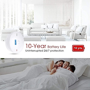 2 Pack 10 Year Battery Operated Smoke and Carbon Monoxide Detector, Portable Fire Co Alarm for Home and Kitchen (White)