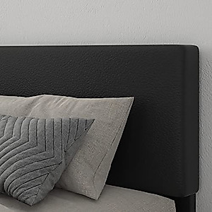 Allewie King Size Upholstered Platform Bed Frame with Adjustable Headboard, Sturdy Wood Slat Support, Easy Assembly, Black