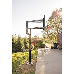 Goalsetter Contender In Ground Adjustable Basketball System with 54-Inch Glass Backboard and Flex Rim, Black (SS44554G3W)