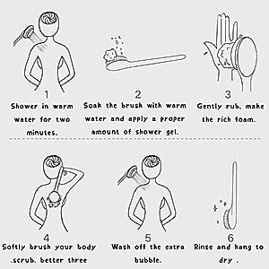 Ithyes Body Brush Dry Brushing Shower Bath Brush Long Handle Gentle Back Skin Scrubber Exfoliate Massage Improve Blood Circulation Cellulite Treatment