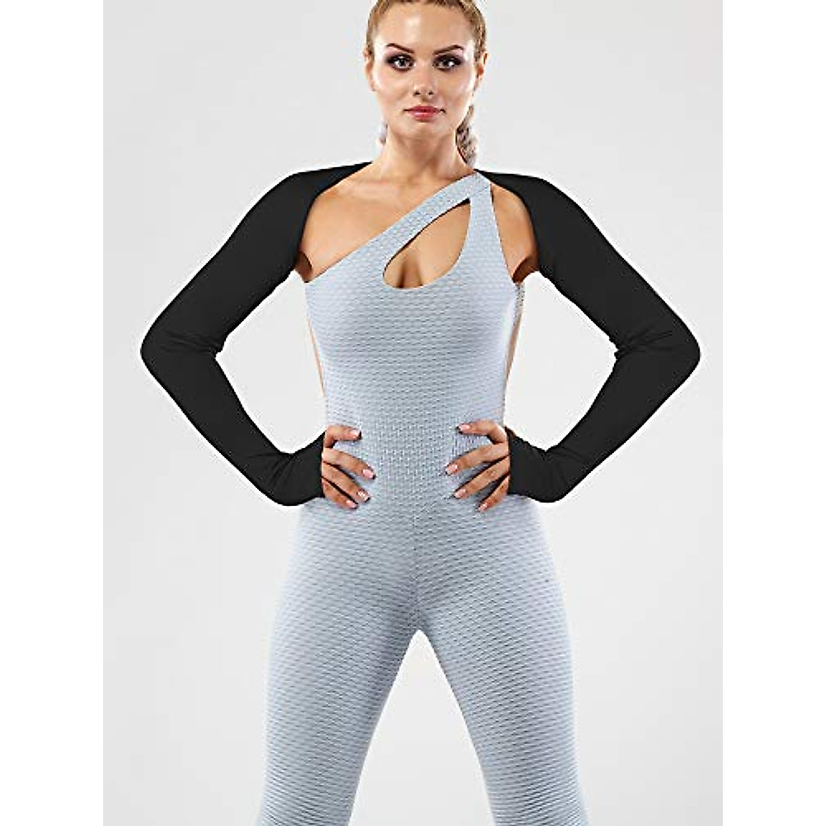 SATINIOR 4 Pieces UV Protection Cooling Shawl Sun Protection Arm Sleeves with Finger Hole(Black)