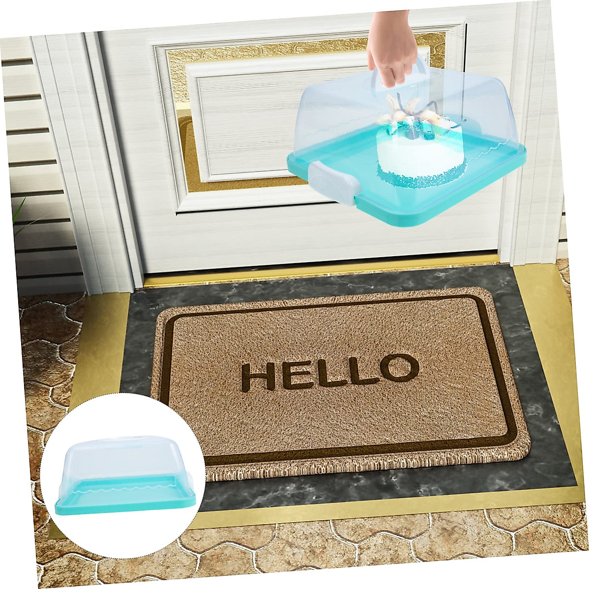 Portable Cake Box Paper Cups with Lids Chocolate Cortes Chocolates Box Cake Carrying Case Wedding Cake Carrier Container Cake Carrier with Lid and Handle Plastic Blue Mini Pie