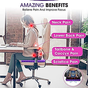 Extra Large Gel Seat Cushion for Long Sitting, Back Pain, Sciatica, Tailbone Pain, Hip Pressure Relief - Egg Sitting Gel Cushion for Office Chair Cushion, Car Seat, Wheelchair Cushion, 2 Covers