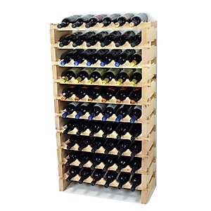 sfDisplay.com,LLC. Modular Wine Rack Pine Wood 24-72 Bottle Capacity Storage 6 Bottles Across up to 12 Rows Stackable Newest Improved Model (60 Bottles - 10 Rows)