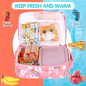 Pop Lunch Box for Girls Kids School Lunch Bag,Back to School Supplies Pop Insulated Lunch Bag Box Tote for Kids School Travel Gifts,School Supplies Office Leakproof Cooler Bag Reusable Lunch Box Girls