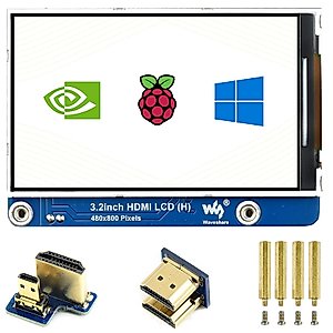 waveshare 3.2inch IPS LCD Display (H) for Raspberry Pi 4B/3B+/3B/2B/Zero/Zero W/Zero WH and Jetson Nano and Windows 11/10/8.1/8/7, 480×800 Pixel, Adjustable Brightness, No Touch