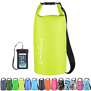 OMGear Waterproof Dry Bag Backpack Waterproof Phone Pouch 40L/30L/20L/10L/5L Floating Dry Sack for Kayaking Boating Sailing Canoeing Rafting Hiking Camping Outdoors Activities (Bright Yellow,20L)