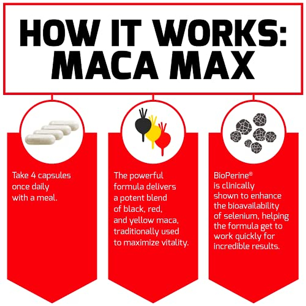 Force Factor Maca Max, Maca Root Capsules to Maximize Vitality & Performance, Made with Black Maca, Red Maca, & Yellow Maca Powder, Maca Root Powder, 2000mg, 120 Capsules