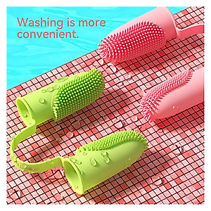 KLYSO Dog Super Soft Double Finger Toothbrush Pet Teeth Clean Bad Breath Care TPR Tooth Brush Clean Tool Dog Toothbrush Accessories (Color : Yellow)