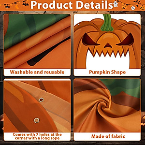 Justforjoyful Halloween Pumpkin Door Banner Party Decorations Scary Pumpkin Photo Booth Prop Cover Large Creepy Photography Backdrop Sign for Front Door Porch Halloween Trick or Treat Party Supplies