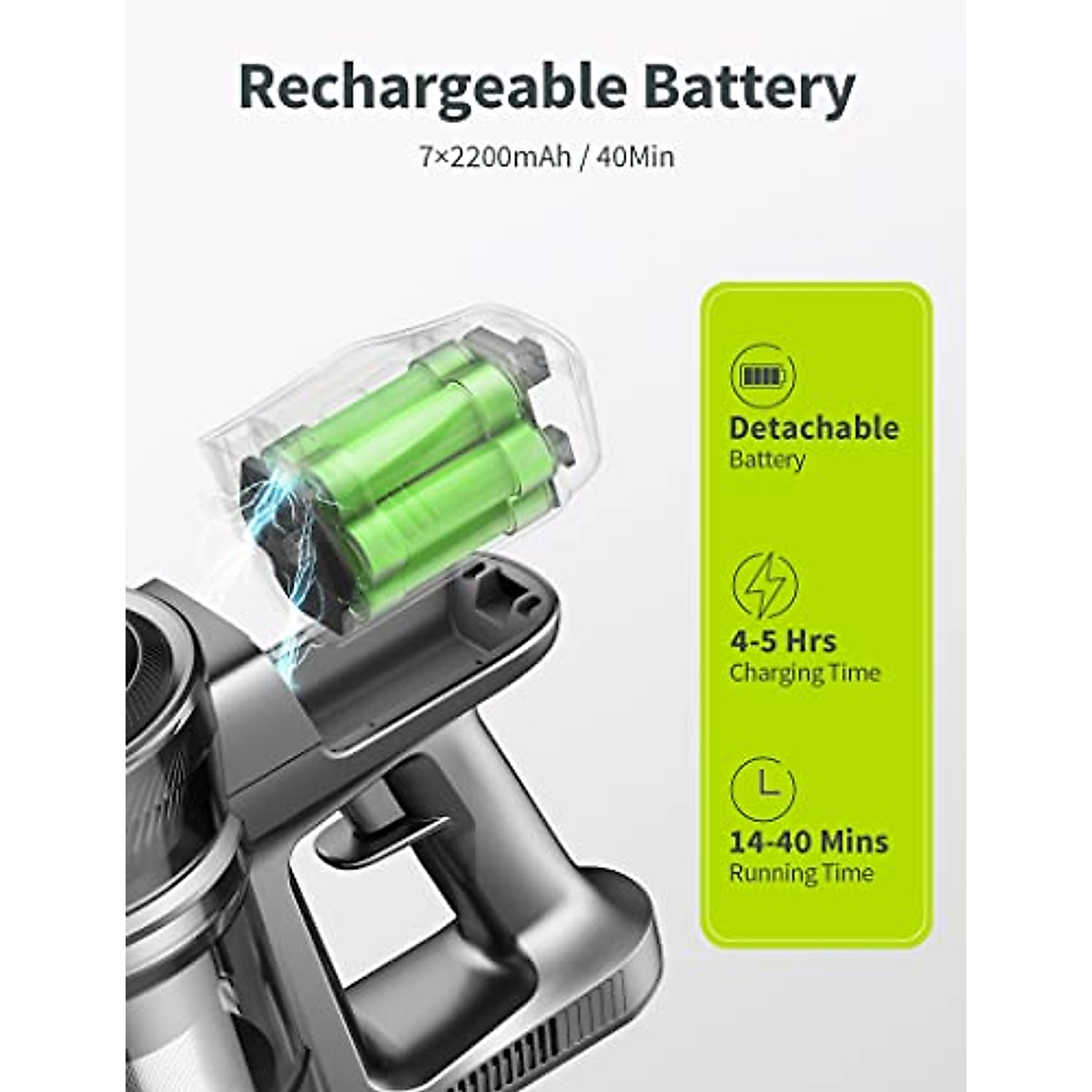 kalado Cordless Vacuum Cleaner, 26Kpa Stick Vacuum with 40Min Detachable Battery, 250W Brushless Motor, LED Display, 6 in 1 Lightweight Upright Vacuum for Pet Hair Carpet Car Floor（2 Years Warranty）