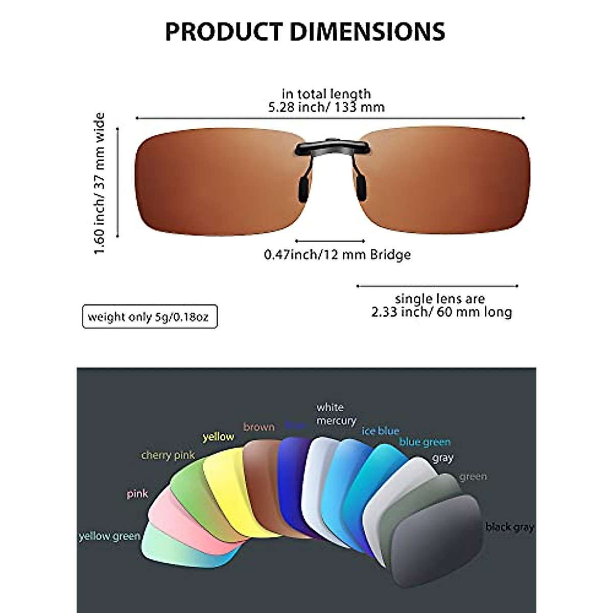 Weewooday 12 Pieces Polarized Clip on Sunglasses Rimless Clip on Sunglasses Rectangle Lightweight Polarized Eyeglasses for Myopia Eyeglasses Outdoor Night Driving Men Women