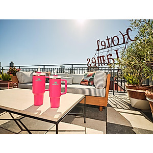 Stanley Quencher H2.0 Tumbler with Handle and Straw 40 oz | Flowstate 3-Position Lid | Cup Holder Compatible for Travel | Insulated Stainless Steel Cup | BPA-Free | Passion Pink