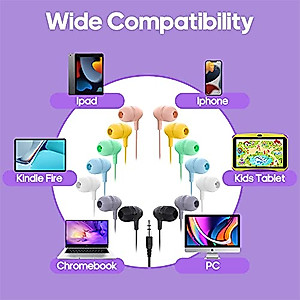 Wensdo Kids Earbud Headphones Bulk 10 Pack Multi Colors for School Classroom Students Teens Children Gift and Adult