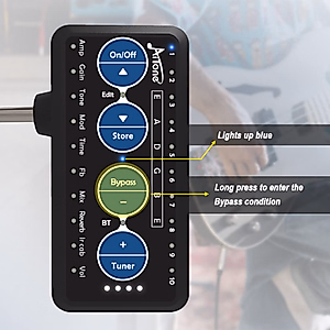 AITONE Multi Effects Guitar Headphone Amp with Tuner Classic Preamp IR Cabinets Presets Rechargeable Mini Pocket Bluetooth Practice Guitar Amplifier with USB Recording (H8)