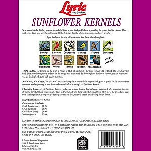 Lyric Sunflower Kernels Wild Bird Seed No Waste Bird Food Attracts Finches & More 5 lb. bag