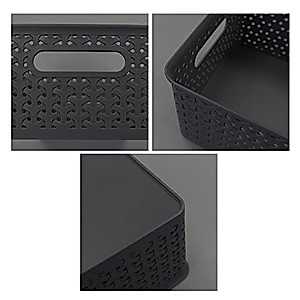 Teyyvn Plastic Storage Basket, 11.6" x 8.9" x 4.7", Pack of 4, Dark Gray