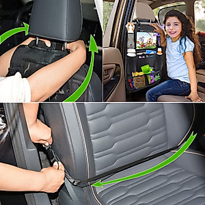 SZcomell Backseat Organizer 2 Pack 9 Storage Pockets and a Touch Screen Tablet Holder, Car Seat Back Organizer and Storage for Kids Toy iPad Bottle Snacks Books