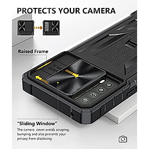 Case Designed for TCL Stylus 5G: Military-Grade Drop Proof Protection Rugged Protective Cell Phone Cover with Built in Kickstand & Slide - Shockproof TPU Matte Textured Bumper Armor Design - Black