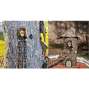 Garden Gnome Statue, Elf Out The Door Tree Hugger, Funny Garden Tree Decoration, Patio Yard Lawn Porch Decoration (Green)
