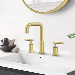 Bathroom Faucet, HOMELODY 2 Handles Gold Bathroom Faucet, 8 inch Widespread Faucet for Bathroom Sink, 3 Hole Bathroom Sink Faucet Bath Sink Faucet with Pop Up Drain