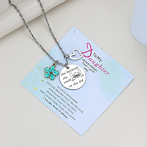 Joxevyia Stitch Gift She Believe She Could So She Did Necklace to My Daughter Gift Stainless Steel Charm Pendant Inspirational Necklace for her Birthday Christmas Graduation Gift