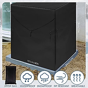 Pool Heat Pump Equipment Cover, 40 x 34 x 31 Inch, Black Heavy Duty Square 600D Oxford Cloth Pool Heater Cover with Waterproof PVC Inner Layer for Swimming Pool Heat Pump