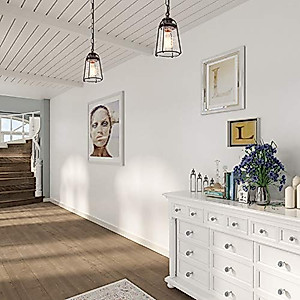 KSANA Farmhouse Pendant Lighting, Mini Rustic Hanging Light Fixture with Seeded Glass Shade for Kitchen Island, Foyer, Hallway, Bedroom and Entryway, Bronze