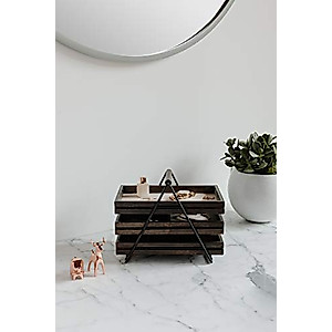 Umbra Terrace Tier Jewelry Three Sliding Linen Lined Wood Trays with Metal Frame and Handle, Easy Storage and Access, Walnut, 3 Each