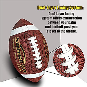 Senston Football Official Size 9/ Premium Composite Leather High School Size Football with Pump