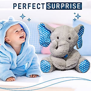 Lil Snuggers Warm and Snuggly, Lavender Scented Stuffed Animal, Elephant Male with Blue Accents