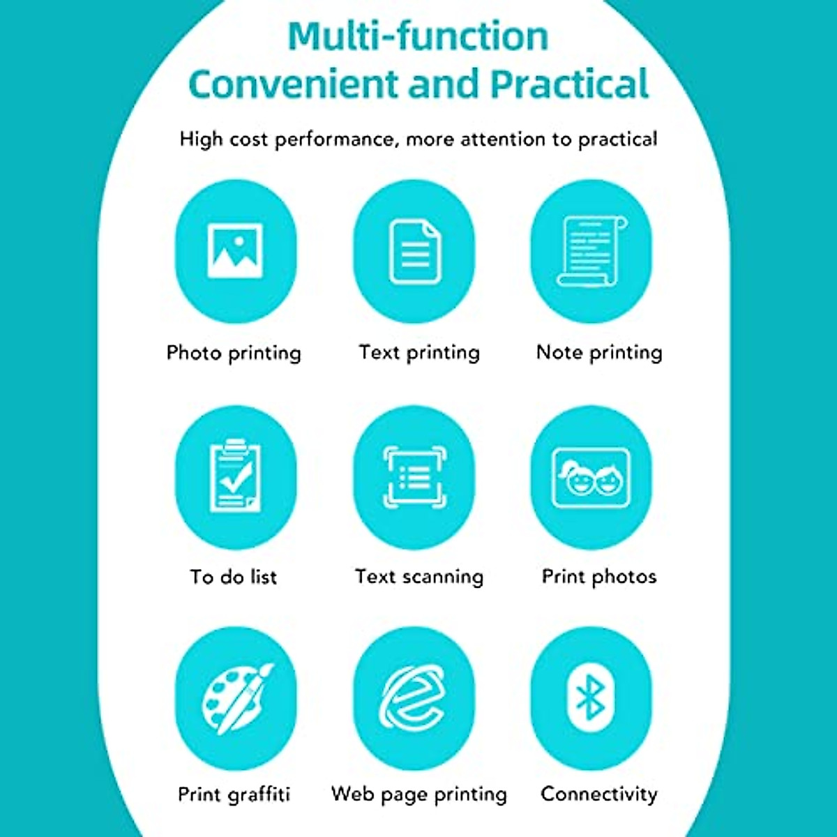 Kelepu Mini Picture Printer Bluetooth Thermal Printer USB Charging Portable Mini Picture Printer Pink 203DPI 1000mAh