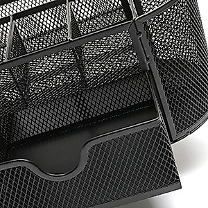 Desk Organizer,Office Supplies Desk Organization Accessories Pen Holder Organizers Set Multi-Functional Mesh Storage Caddy with 8 Compartments + 1 Drawer for Office School Home Supply