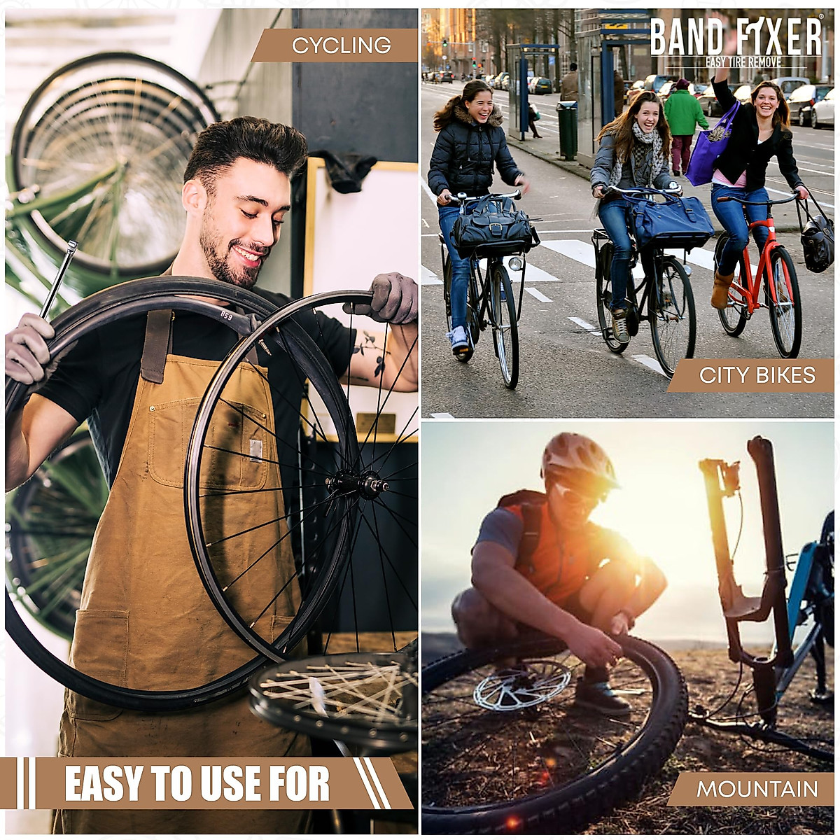 BANDFİXER Bike Tire Lever Bicycle Tire Repair Kit Removal and Fitting Back Tool for All Kind of Bike Tires Long Lasting Stainless Steel Body Adjustable for All Rim Dimensions