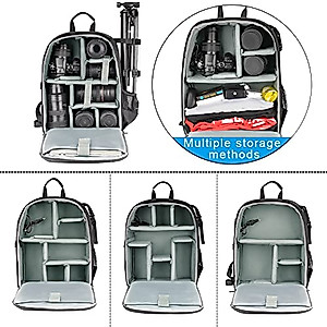 CADeN Camera Backpack Bag with Laptop Compartment 15.6" for DSLR/SLR Mirrorless Camera Waterproof, Camera Case Compatible for Sony Canon Nikon Camera and Lens Tripod Accessories Black